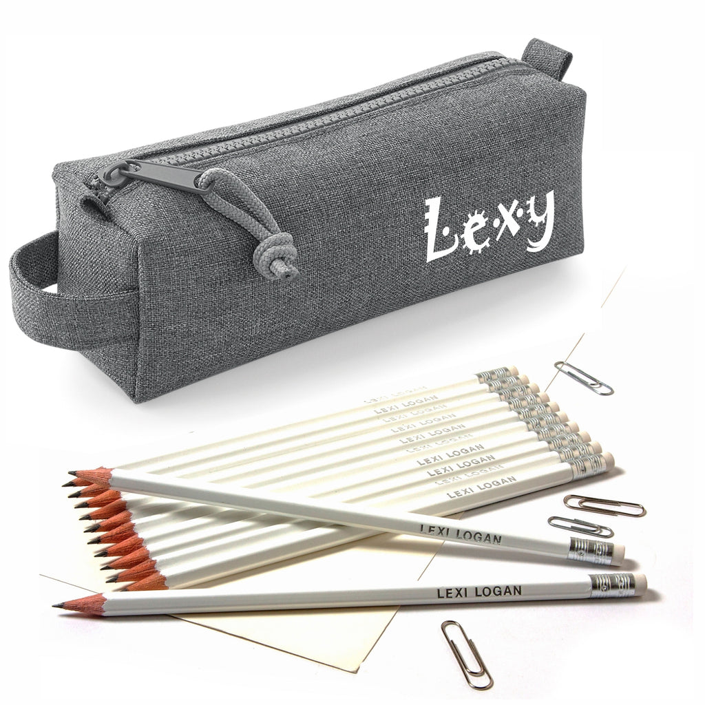 Grey Block Style Pencil Case with Pencils – That’s My Pencil